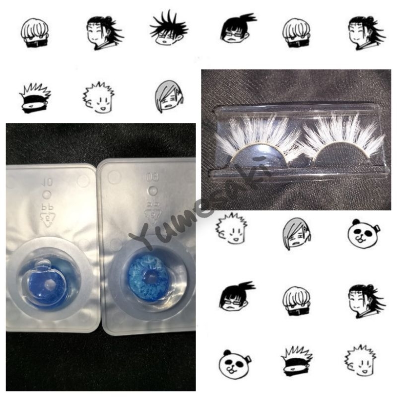 Jual Paket Softlens Gojo satoru + bulu mata putih jujutsu kaisen ...