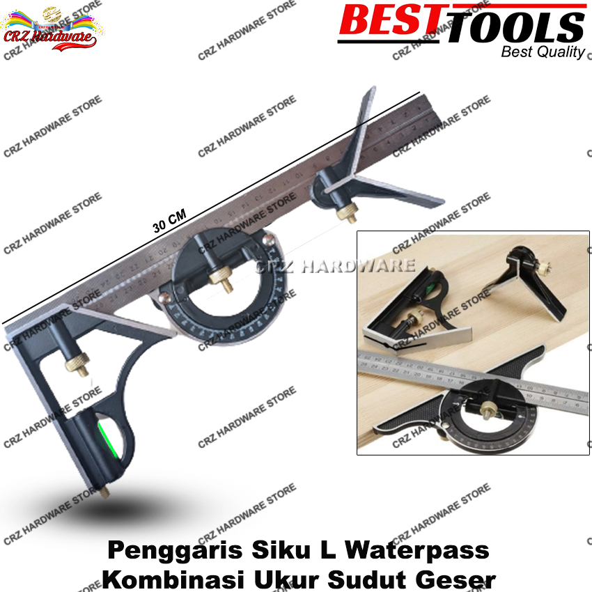 Jual Penggaris Siku L Waterpass Kombinasi Ukur Sudut Geser Multifungsi ...