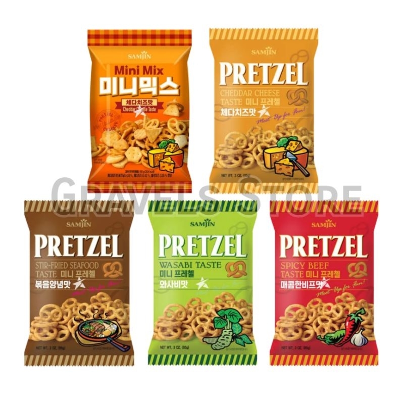 Jual Samjin Pretzel Korea Snack - Cheese / Wasabi / Spicy Beef ...