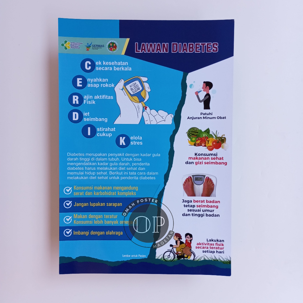 Jual Poster Kesehatan Lansia - Poster Lawan Diabetes - Langkah untuk ...