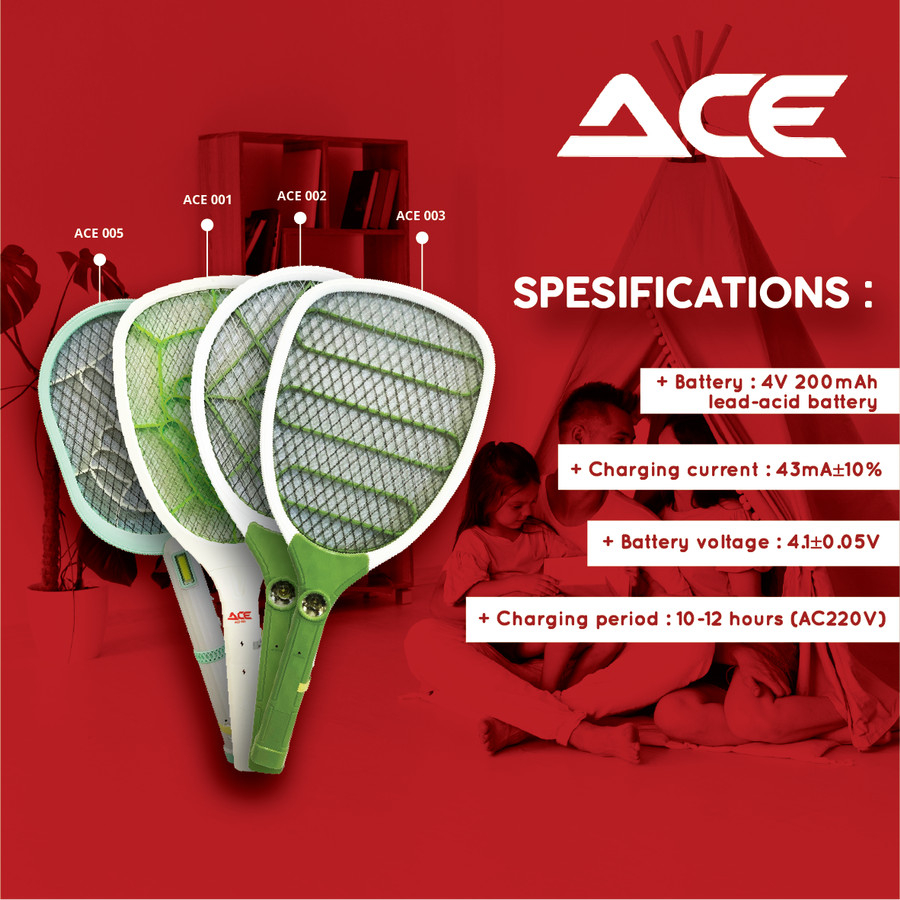 Jual ACE Raket Nyamuk Perangkap Rechargaeble Multifungsi 005 | Shopee ...