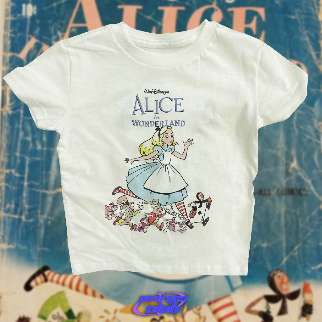 Jual baby tee alice in wonderland y2k style vintage crop tee | Shopee Indonesia