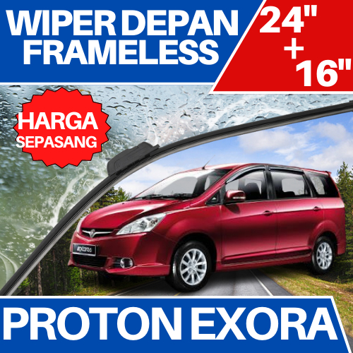 Jual WIPER WIFER PROTON EXORA KIRI KANAN SEPASANG FRAMLESS FULL KARET ...