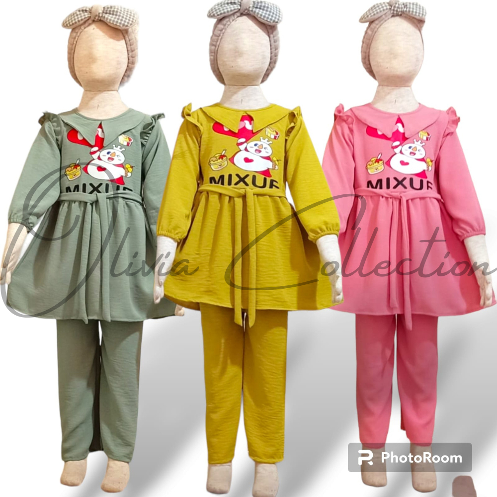 Jual SETCEL TUNIK VIRAL MIXUE ANAK PEREMPUAN ONESET CROP TOP CRINKLE ...