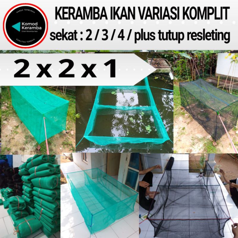 Jual keramba jaring ikan 2x2x1 kerambah tempat ikan apung hapa siap ...