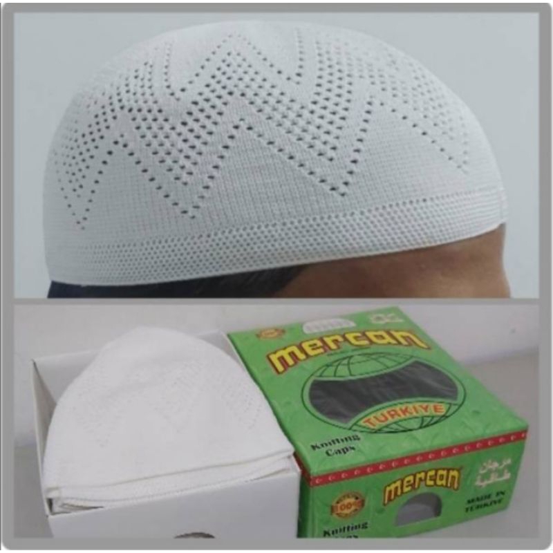 Jual Peci haji putih 1pcs all size/kopiah mercan/peci turkey | Shopee ...