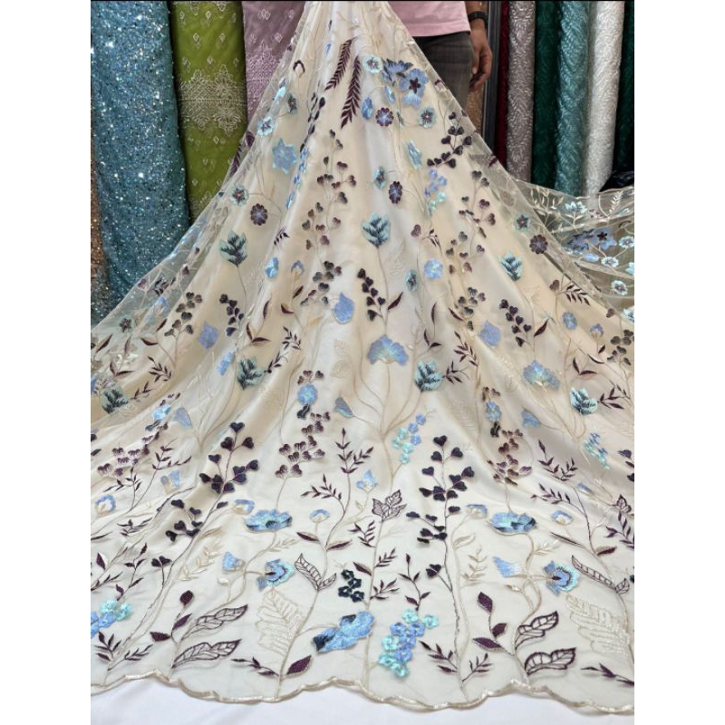 Jual KAIN/BAHAN TILLE FLOWERS FULL COLOR HARGA SETENGAH METER | Shopee ...