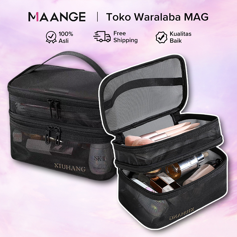 Jual MAANGE Mesh Make Up Pouch Organizer Pouch Hygiene Kit Pouch For ...