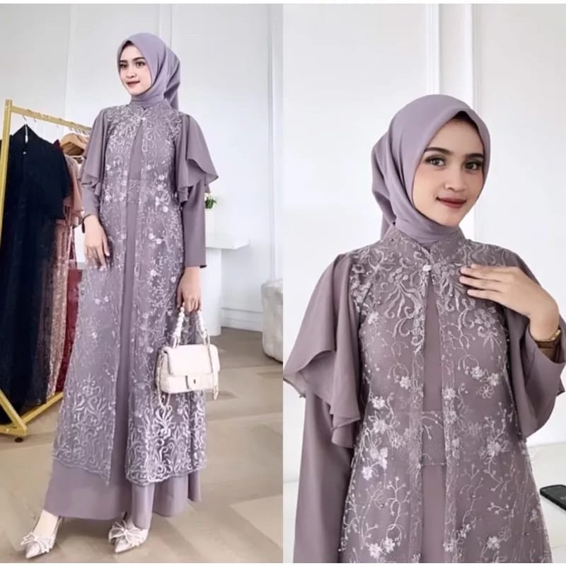 Jual Viona Dress Terbaru One Set Dress Inner Premium Free Belt Gamis Cardi Tile Kekinian Dress ...