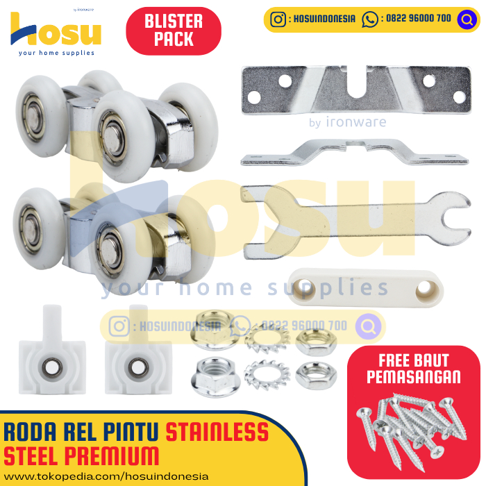 Jual HOSU Roda Rel Pintu Geser Sliding Door Set High Quality Roda Rel ...