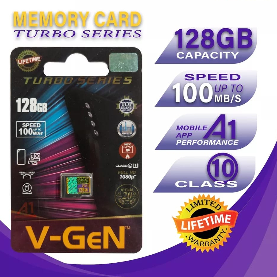 Jual V-Gen Memori Micro SD Turbo Class 10 100 MBps 128 GB VGen V Gen ...