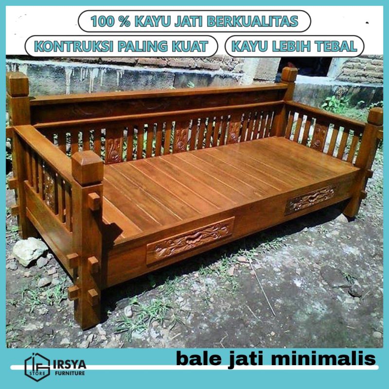 Jual Bale Bale Kayu Jati Bangku Teras Minimalis Kursi Teras Bale Bale ...