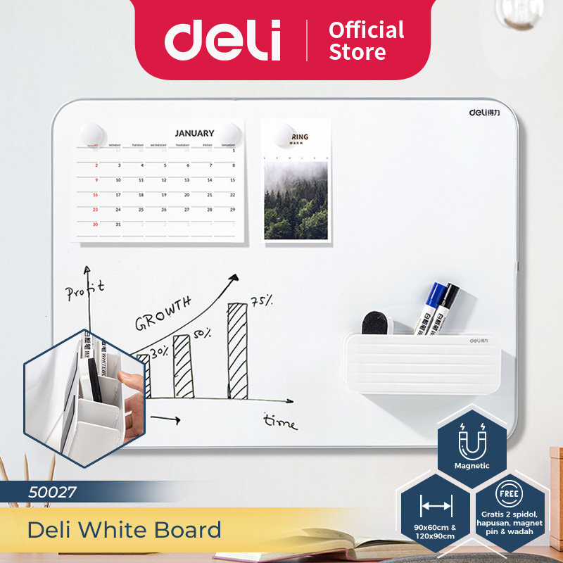 Jual Deli Magnetic White Board / Papan Tulis Magnetik 120 x 90 cm ...