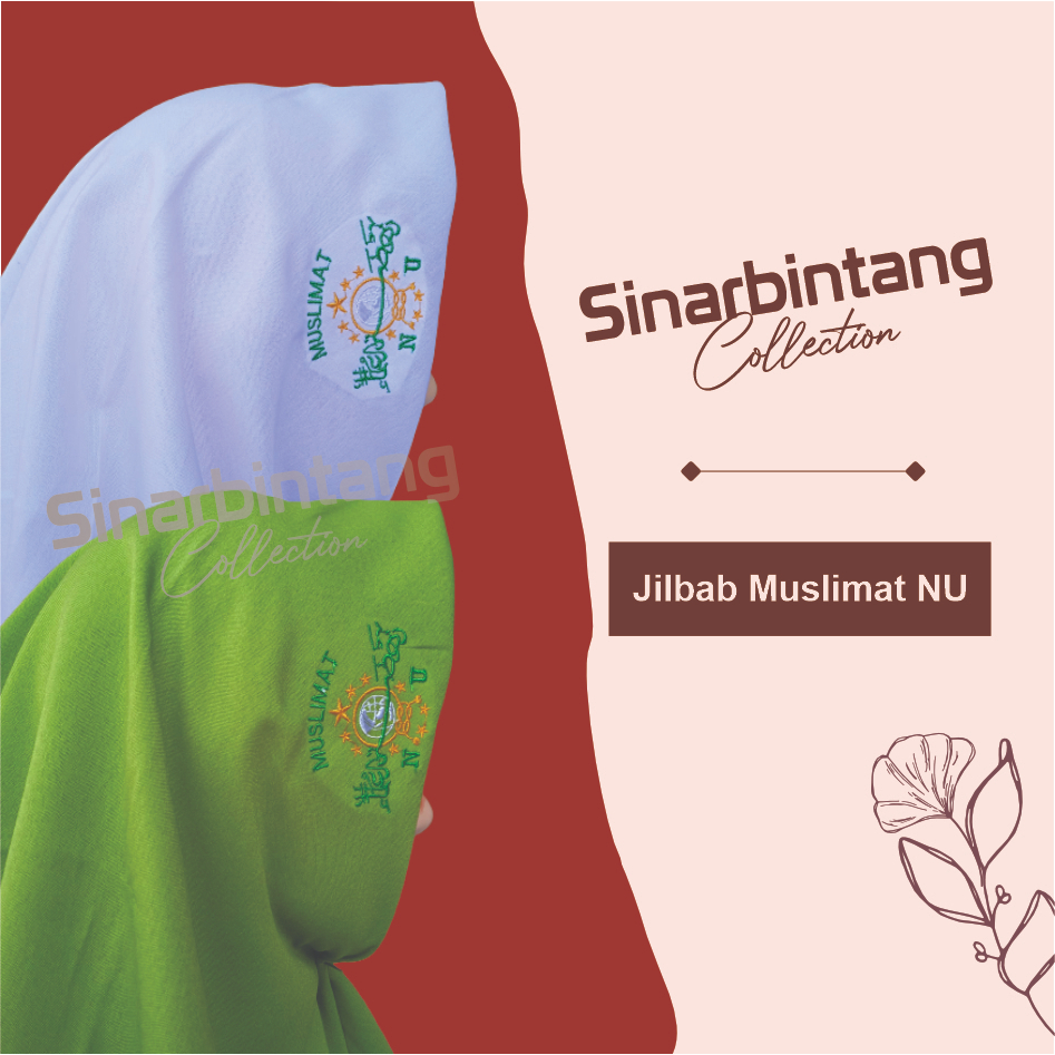 Jual jilbab muslimat nu bordir 1 logo/krudung muslimat bordir logo ...