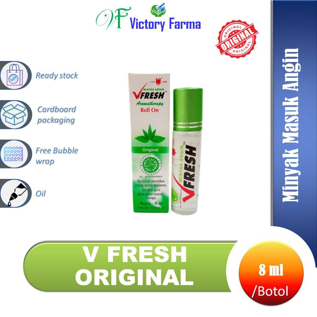 Jual V Fresh Original Cap Lang Roll On Botol @ 8 ml/ Minyak Angin ...