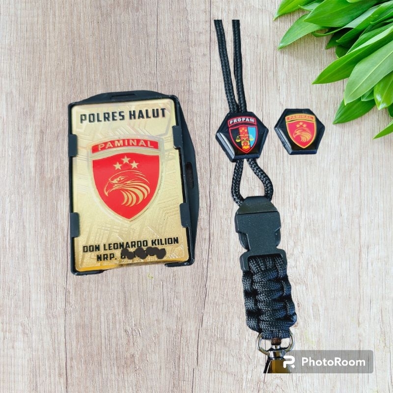 Jual id card peneng plat holder lanyard logo paminal polri | Shopee ...
