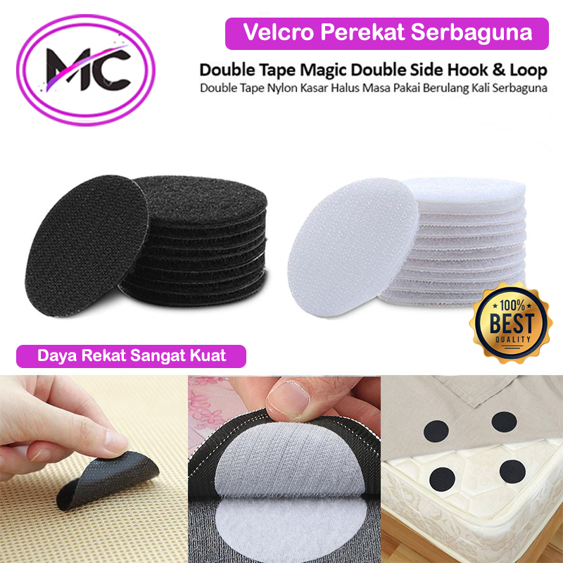 Jual Velcro Tape Bulat Double Tape Adhesive Warna Perekat Kain Velkro ...