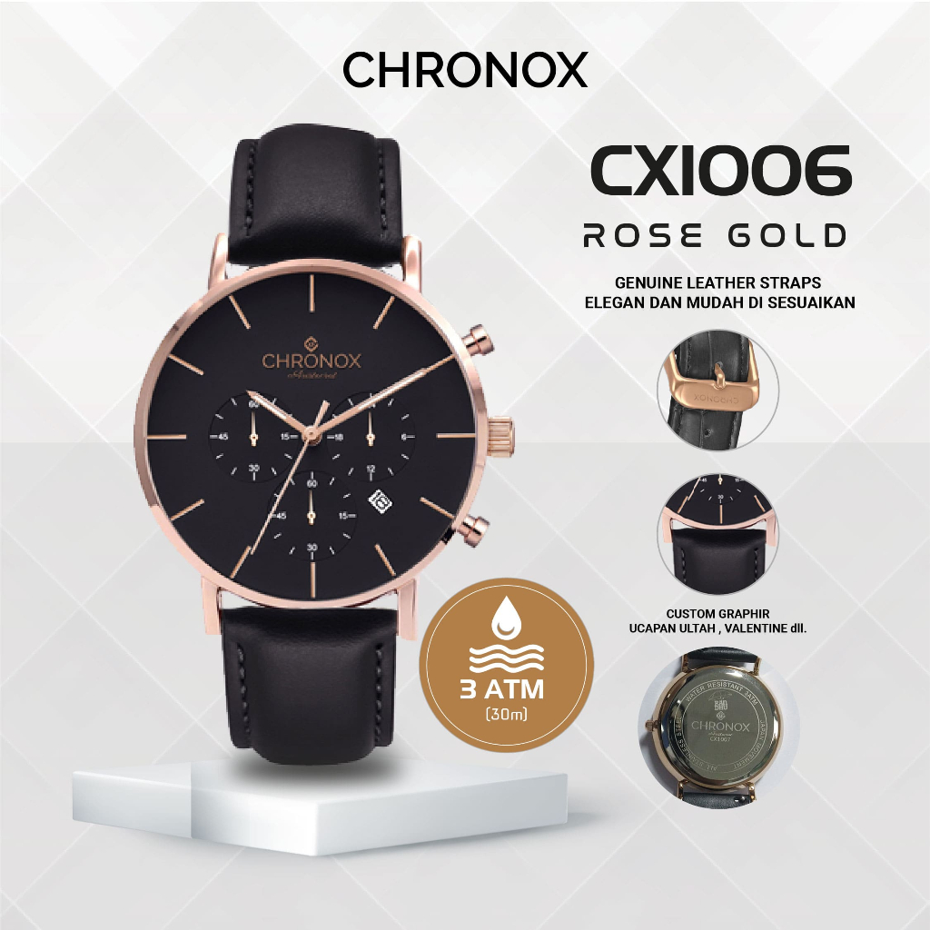 Jual CHRONOX Jam Tangan Pria Kulit Analog - CX1006 EVERLAST | Shopee ...