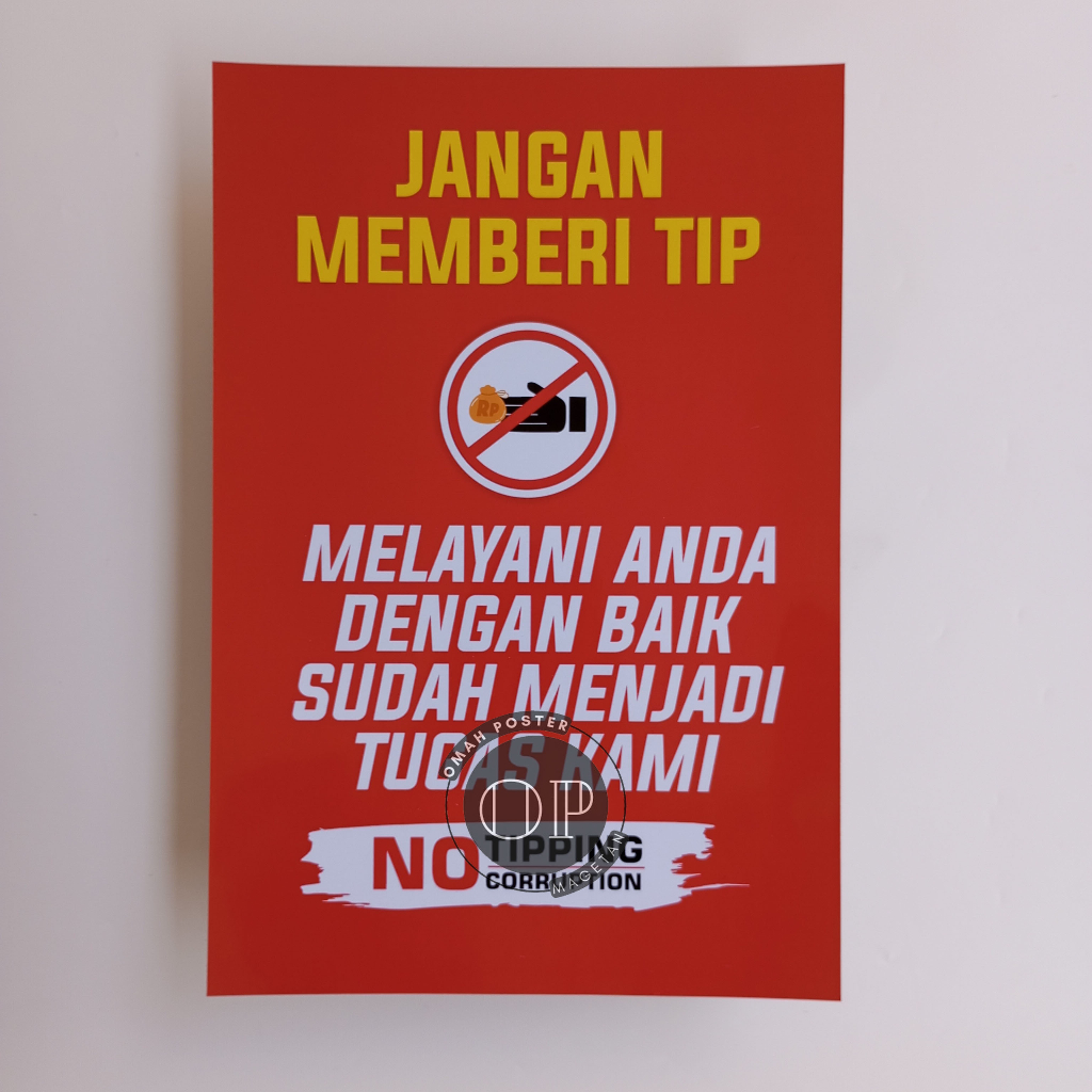 Jual Poster Jangan Memberi Tip - Poster Himbauan - Tolak Gratifikasi ...