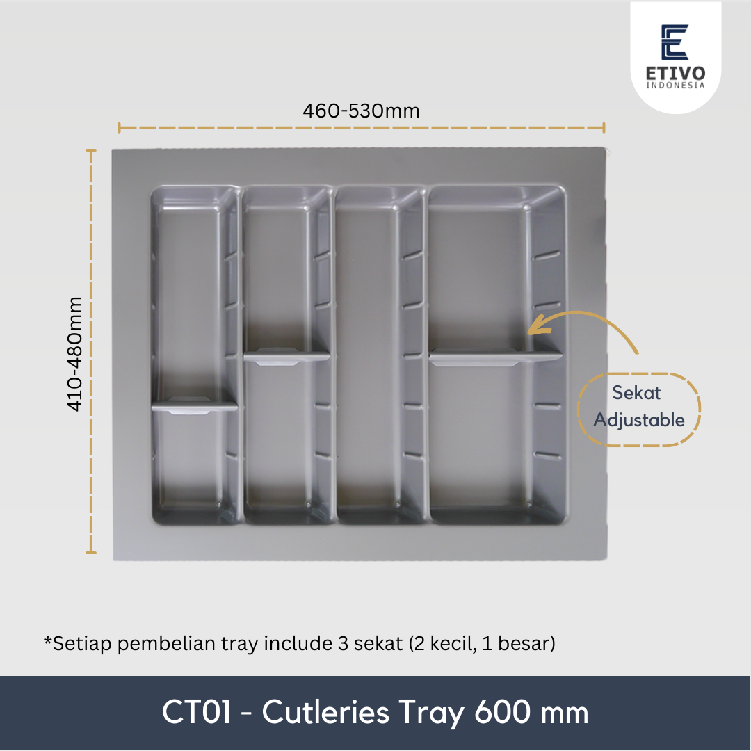 Jual CT01 Etivo Cutleries Tray Adjustable Insert I Rak Sendok Laci ...