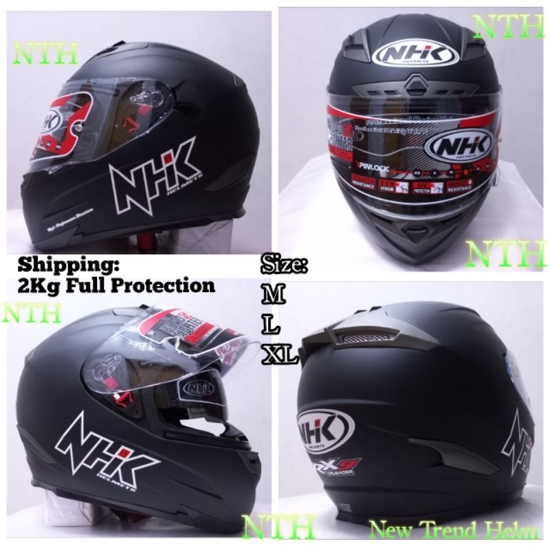 Jual Helm NHK RX9 Solid hitam doff.Helm NHK RX9 Black Doff | Shopee ...