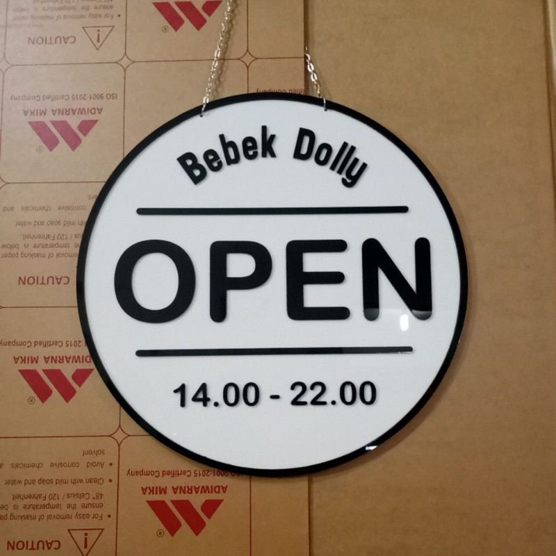 Jual Open Closed Custom Nama + Jam Buka Tutup Toko Sign In Acrylik ...
