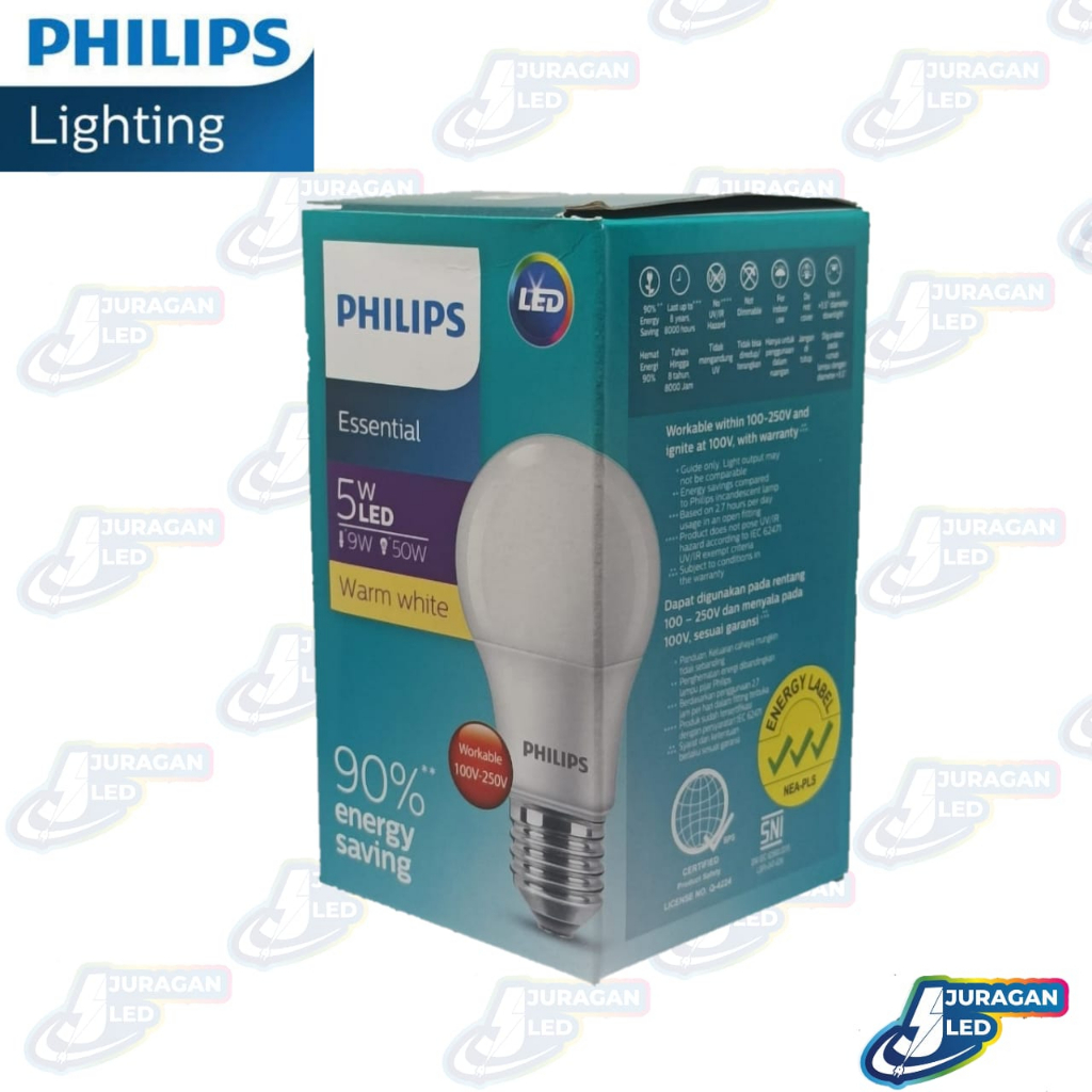 Jual Philips Essential LED Bulb 5W E27 3000K - Warm White | Shopee ...