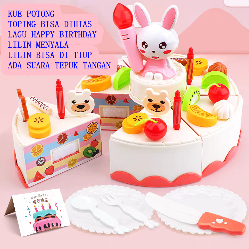 Jual MAINAN KUE ULANG TAHUN POTONG DIY BIRTHDAY CAKE TIUP LILIN ...