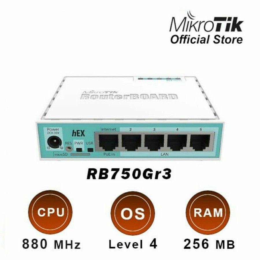 Jual MikroTik hEX RB750Gr3 | RB750 Gr3 | RB 750 Gr3 | Shopee Indonesia