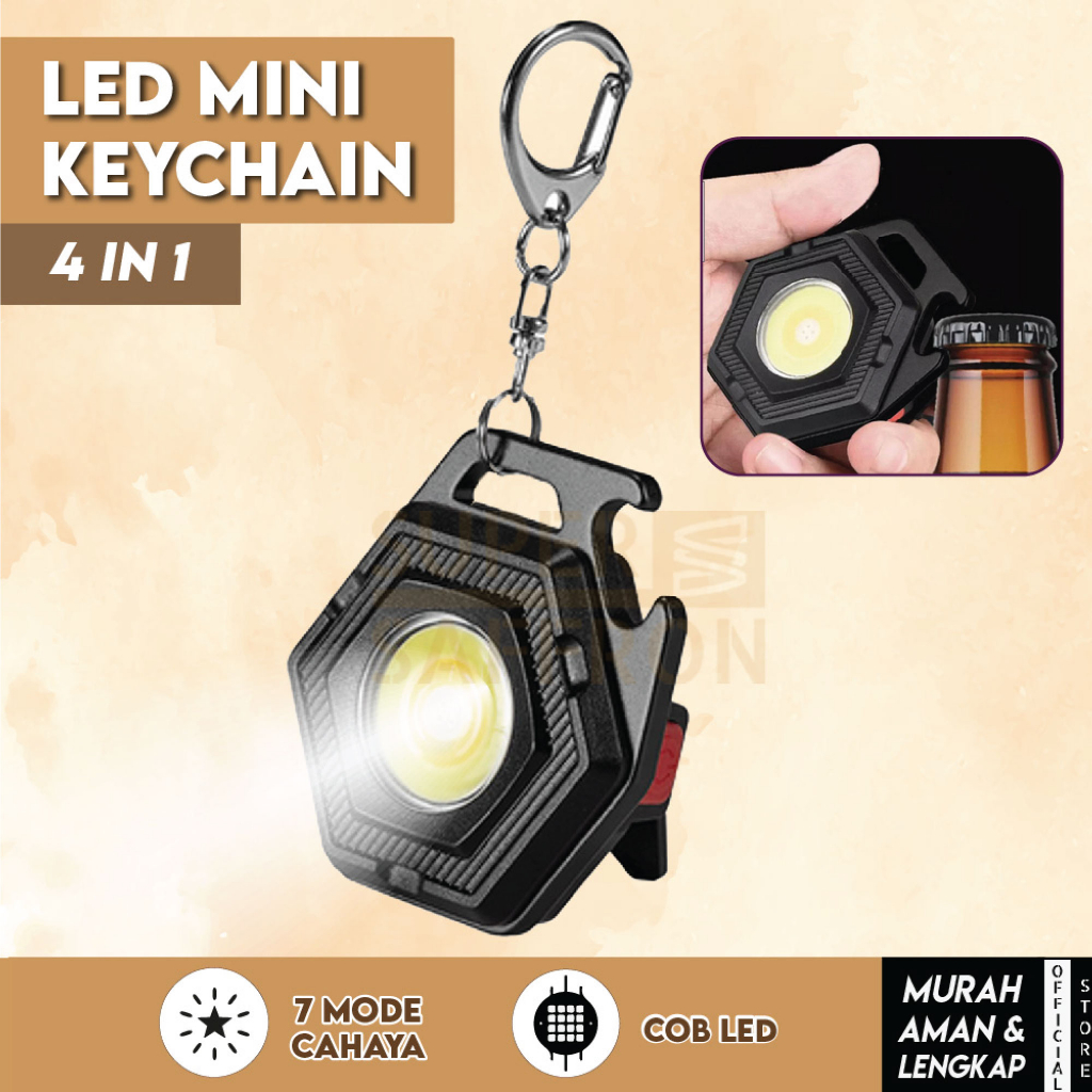 Jual Lampu LED Mini Keychain 4in1 7 Mode Cahaya Senter Camping COB USB ...