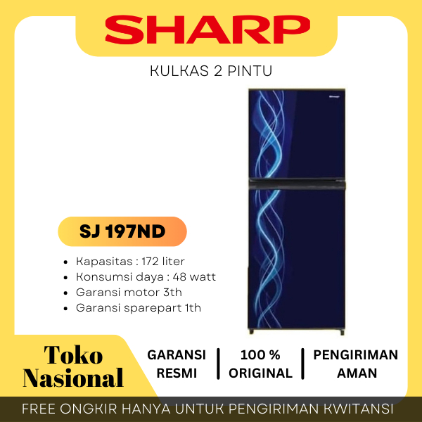 Jual [Cianjur] Kulkas SHARP SJ 197 ND 2 Pintu Low Watt No Frost ...