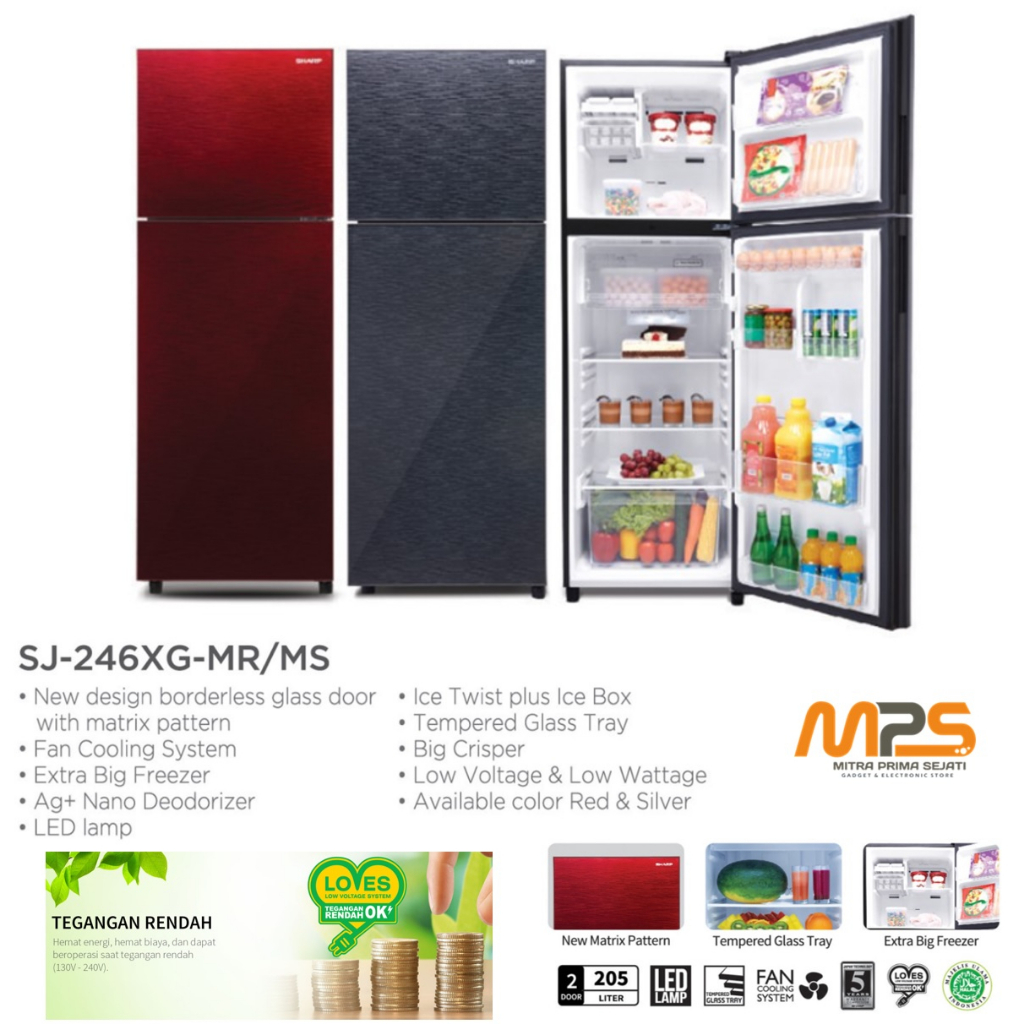 Jual Kulkas 2 Pintu Sharp SJ 246 XG - Garansi Resmi Sharp | Shopee Indonesia