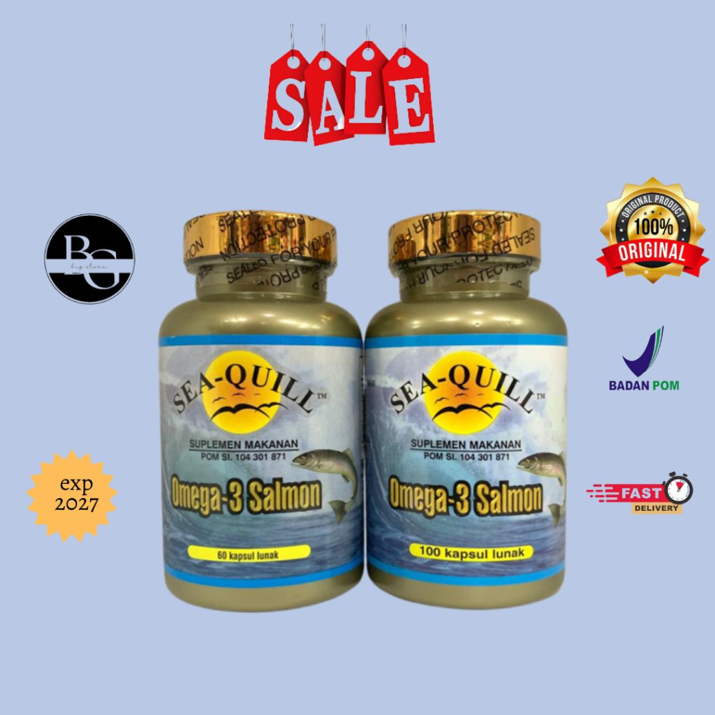 Jual Sea quill Omega 3 SALMON 100 softgel vitamin kolestrol dan jantung ...