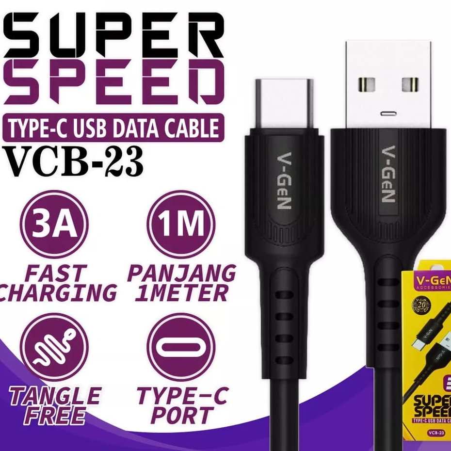 Jual CABLE Data V-GeN VCB-55 Kabel Data VGEN TYPE-C Fast Charging 3A 1 ...