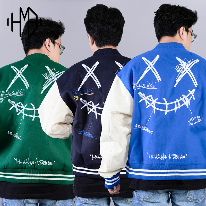 Jual RIC Ricky Is Clown Deconstructed Ripped Smiley Varsity Jacket ...
