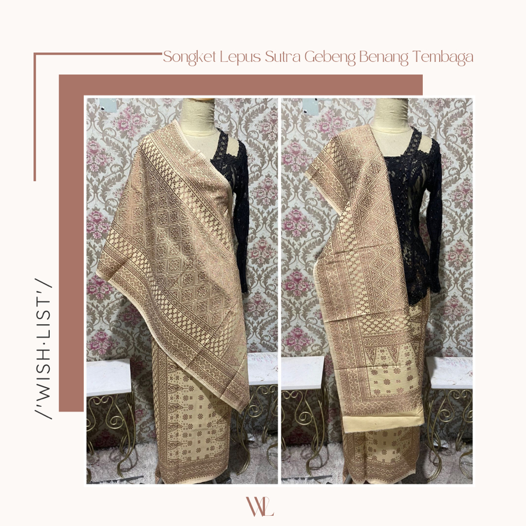 Jual Kain Tenun Tradisional Songket Lepus Sutra Gebeng Benang Tembaga V1-V5 Kekinian Selendang ...