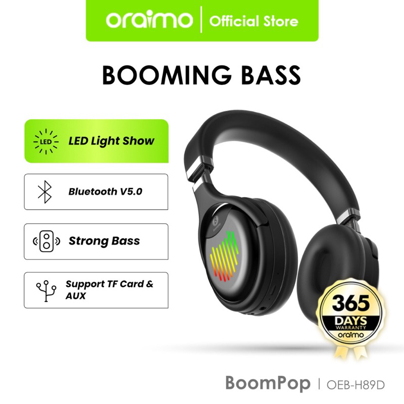 Jual Oraimo OEB-H89D BoomPop Wireless Bluetooth Headphone Booming Bass ...