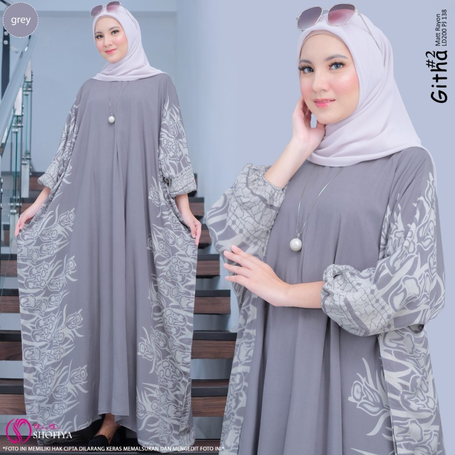 Jual Terbaru Gamis Kaftan Jumbo Motif Githa Adem Cocok untuk dirumah ...