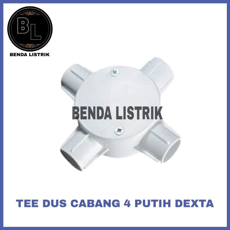 Jual T Dus Tdus 4 Cabang 20mm Putih - Sambungan Pipa Kabel Listrik ...