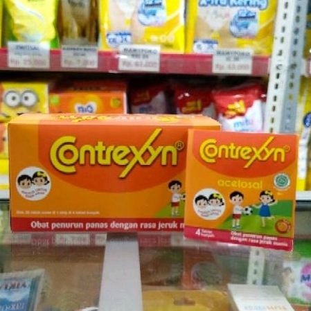 Jual CONTREXYN 1 STRIP 4 TABLET / TABLET HISAP PENURUN DEMAM PANAS ANAK ...