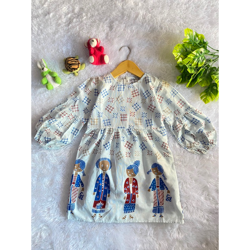 Jual TUNIK DRESS ANAK PEREMPUAN BATIK BU TEDJO KATUN MURAH MODEL BALON ...