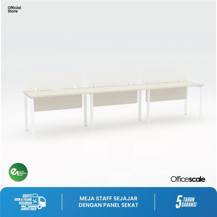 Jual Officescale Meja Kerja Kantor Peyambung Sejajar 3 Orang + Panel ...
