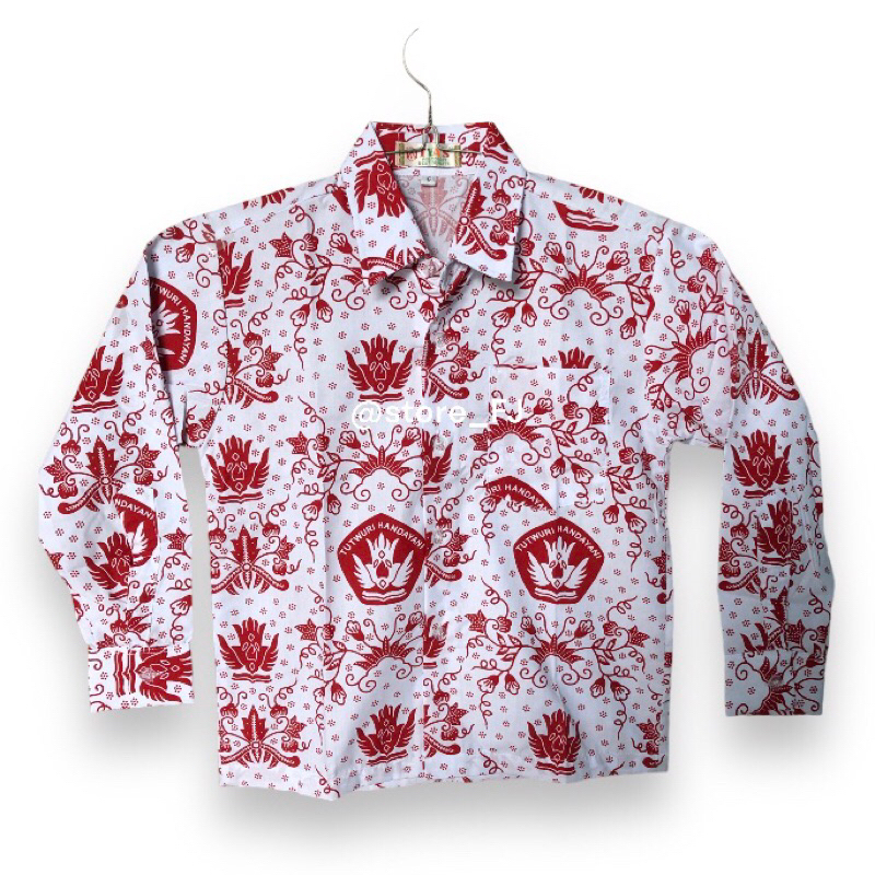 Jual Baju Batik Merah SD Merek Tyas, Batik SD Lengan Panjang, Batik ...