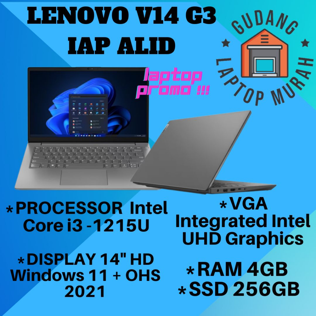 Jual LENOVO V14 G3 IAP ALID|CORE I3 1215U/8GB/SSD 256GB/14"/WIN11+OHS ORI | Shopee Indonesia