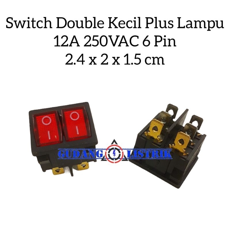 Jual Rocker Switch Medium Saklar Tombol On Off Lampu Double Segi 6 Pin ...