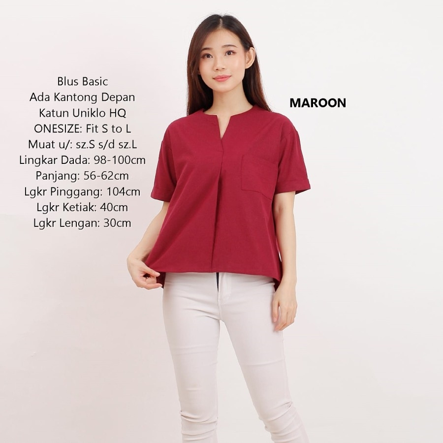 Jual Blouse Cewek Cotton Basic Polos Blus Katun Uniqlo Kerah Unik Baju ...