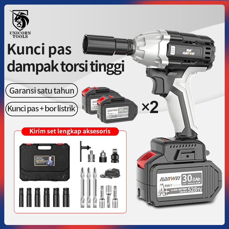 Jual Cordless Impact wrenchbaterai cordless mesin pembuka baAut ban bor set impak buka motor ...