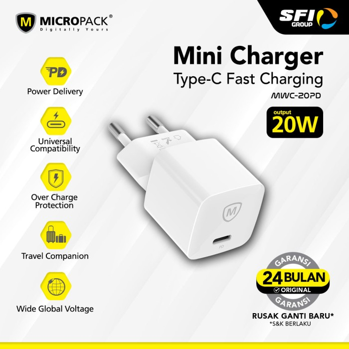 Jual 100% ORIGINAL MICROPACK WALL CHARGER MINI FAST CHARGER TYPE C PD ...