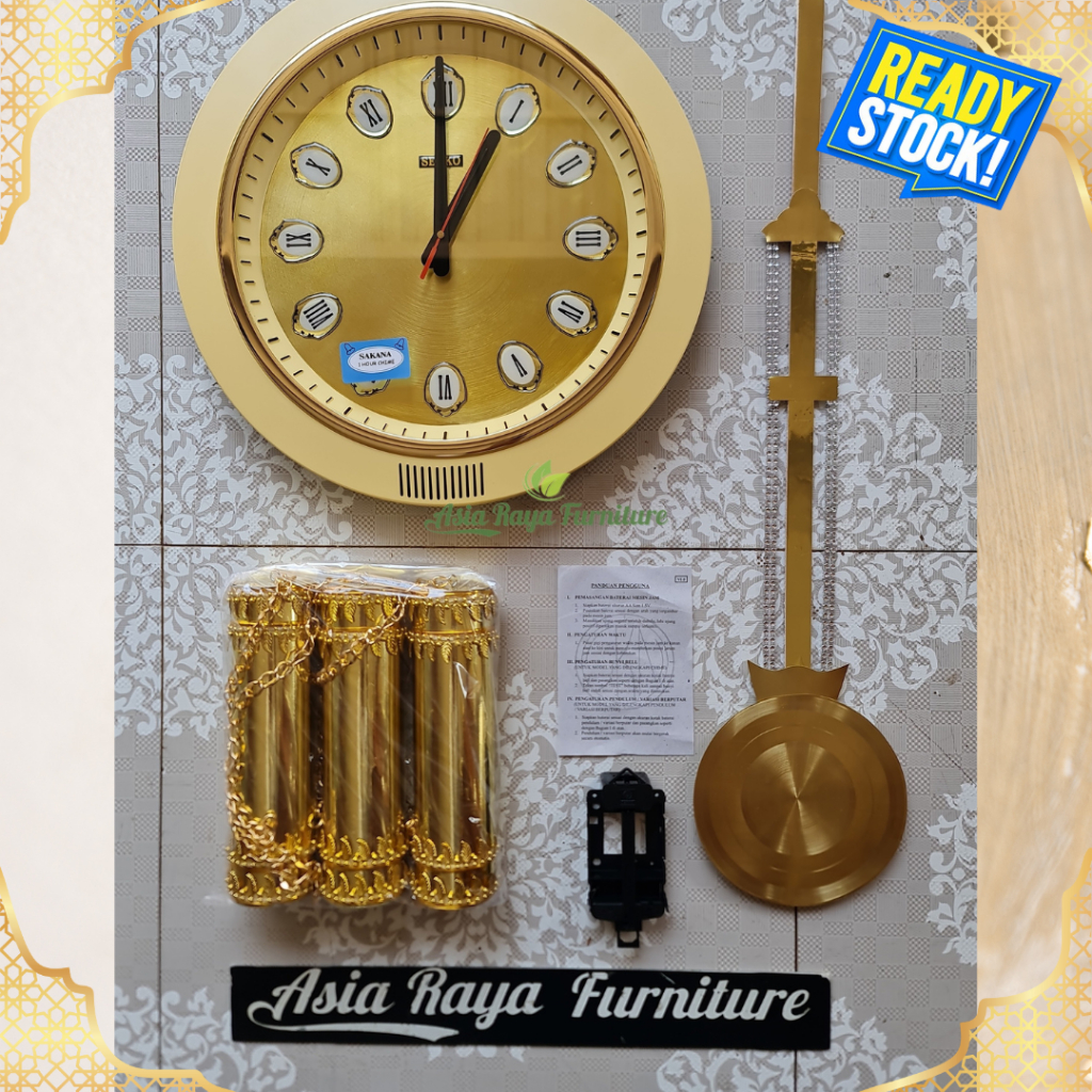 Jual Mesin Jam Bandul Set 40cm Emas Bunyi Melodi Musik | Shopee Indonesia