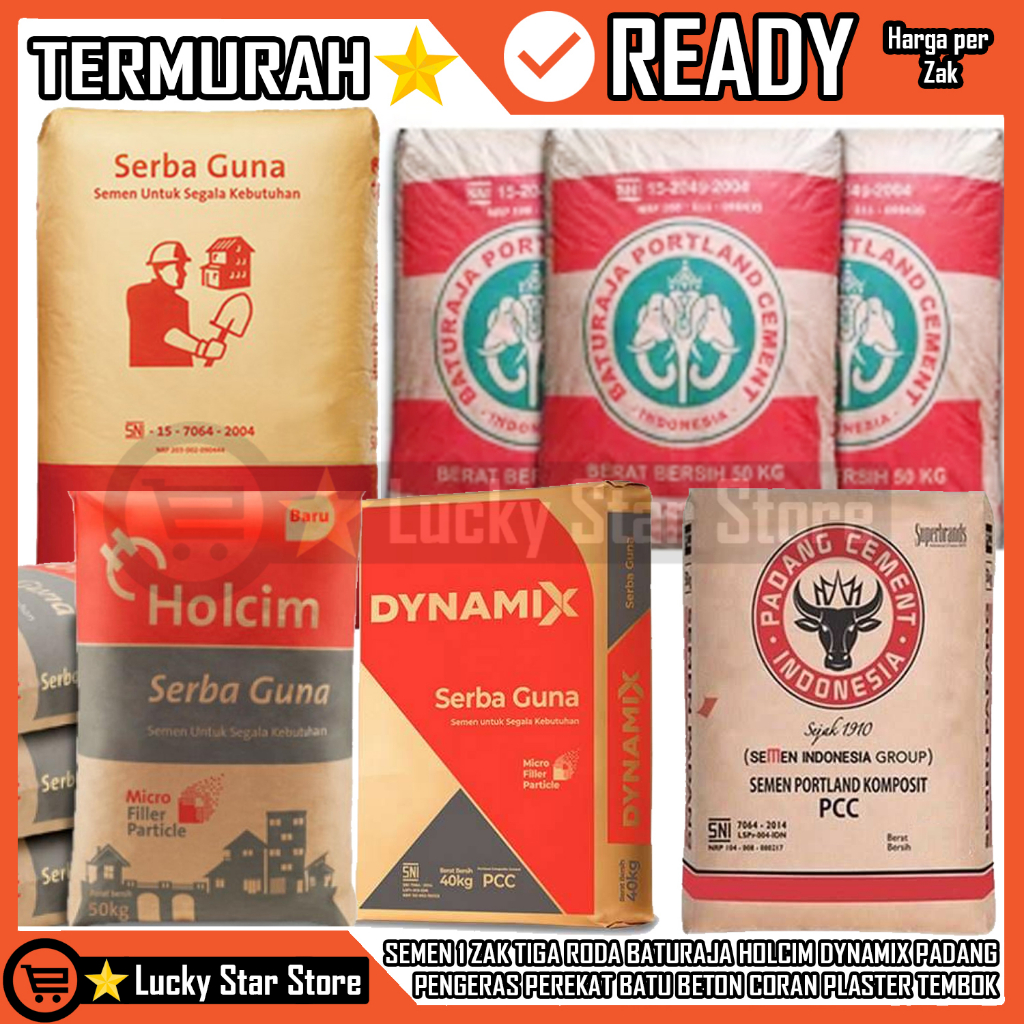Jual [Kargo] 1 ZAK SEMEN TIGA 3 RODA BATURAJA PADANG HOLCIM DYNAMIX SAK ...